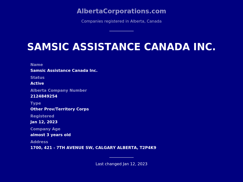 Samsic Assistance Canada Inc. | Calgary | Alberta