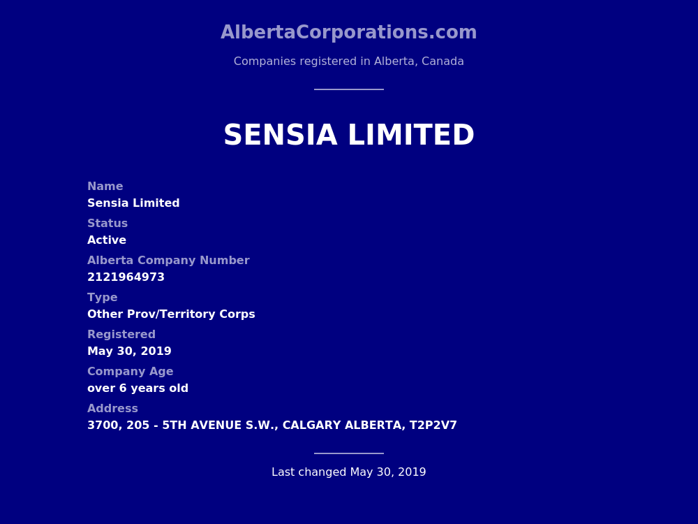 Sensia Limited | Calgary | Alberta