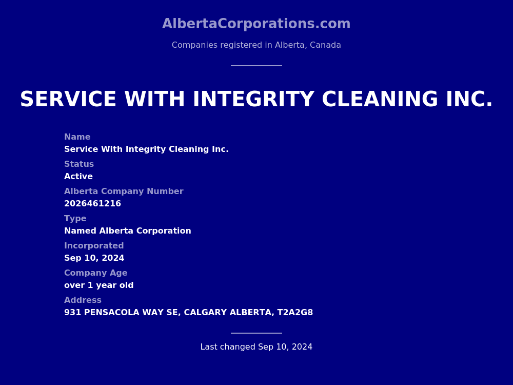 Service With Integrity Cleaning Inc. | Calgary | Alberta
