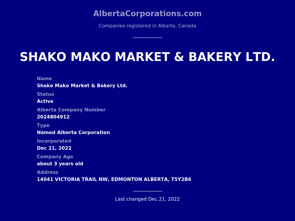 Shako Mako Market & Bakery Ltd. | Edmonton | Alberta