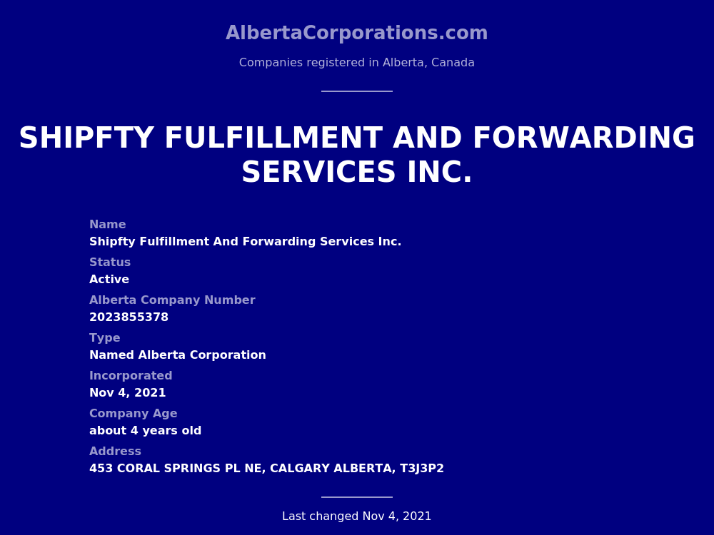 Shipfty Fulfillment And Forwarding Services Inc.
