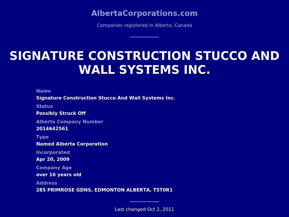 Signature Construction Stucco And Wall Systems Inc. | Alberta