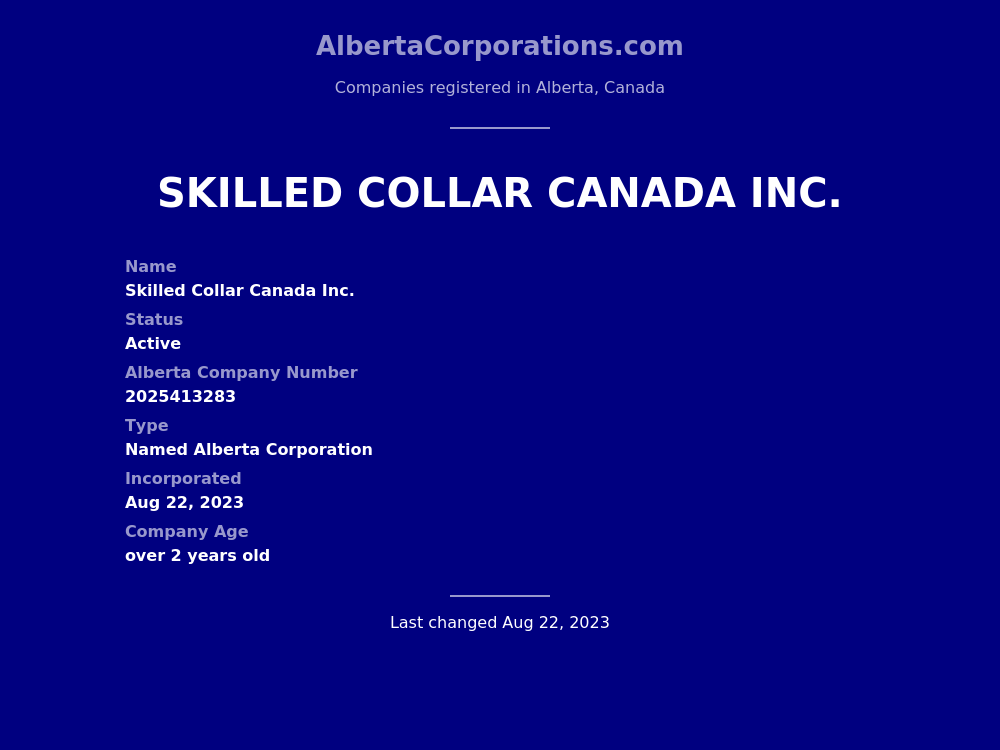 Skilled Collar Canada Inc. | Alberta
