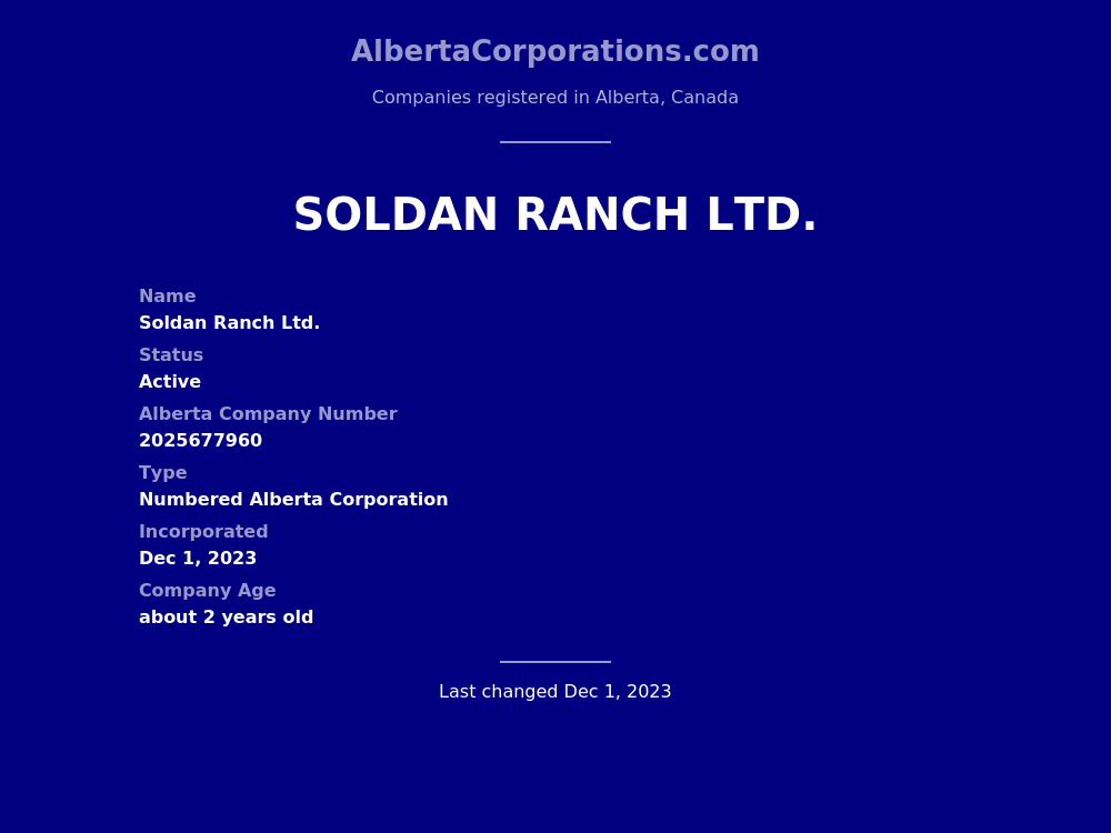 Soldan Ranch Ltd. | Alberta
