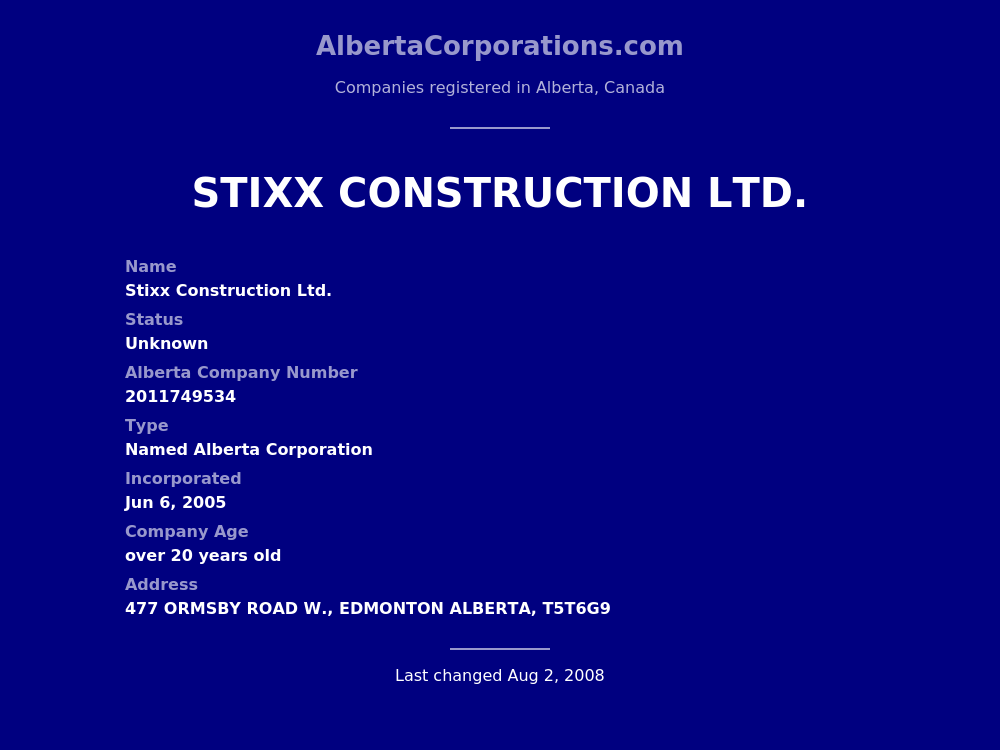 Stixx Construction Ltd. | Edmonton | Alberta