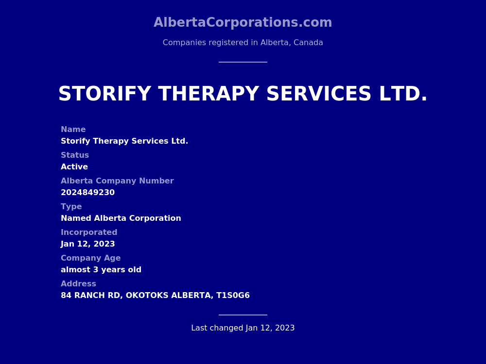 Storify Therapy Services Ltd. | Okotoks | Alberta