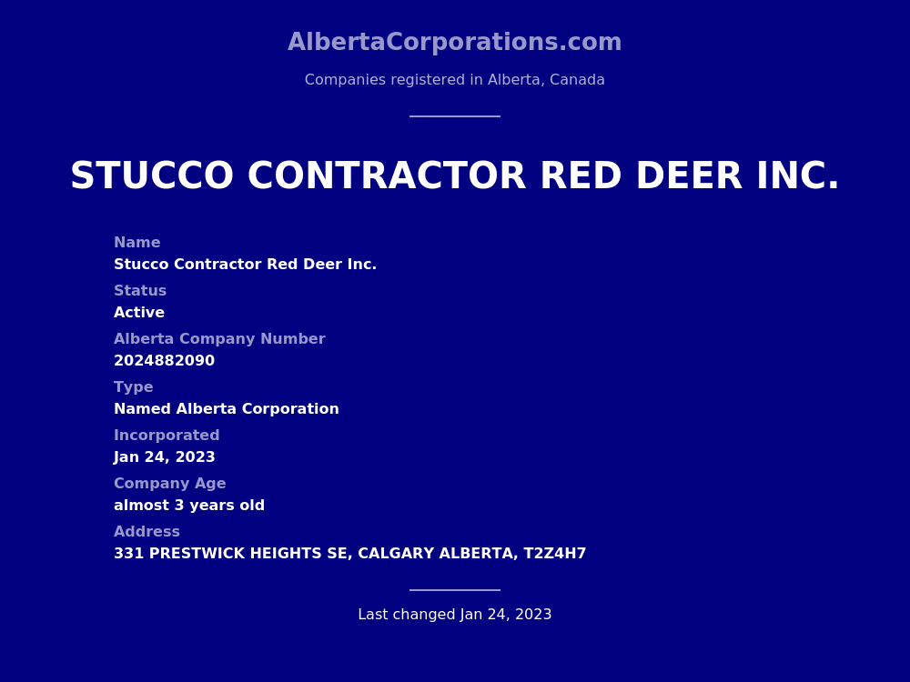 Stucco Contractor Red Deer Inc. - Calgary | Alberta Corporations
