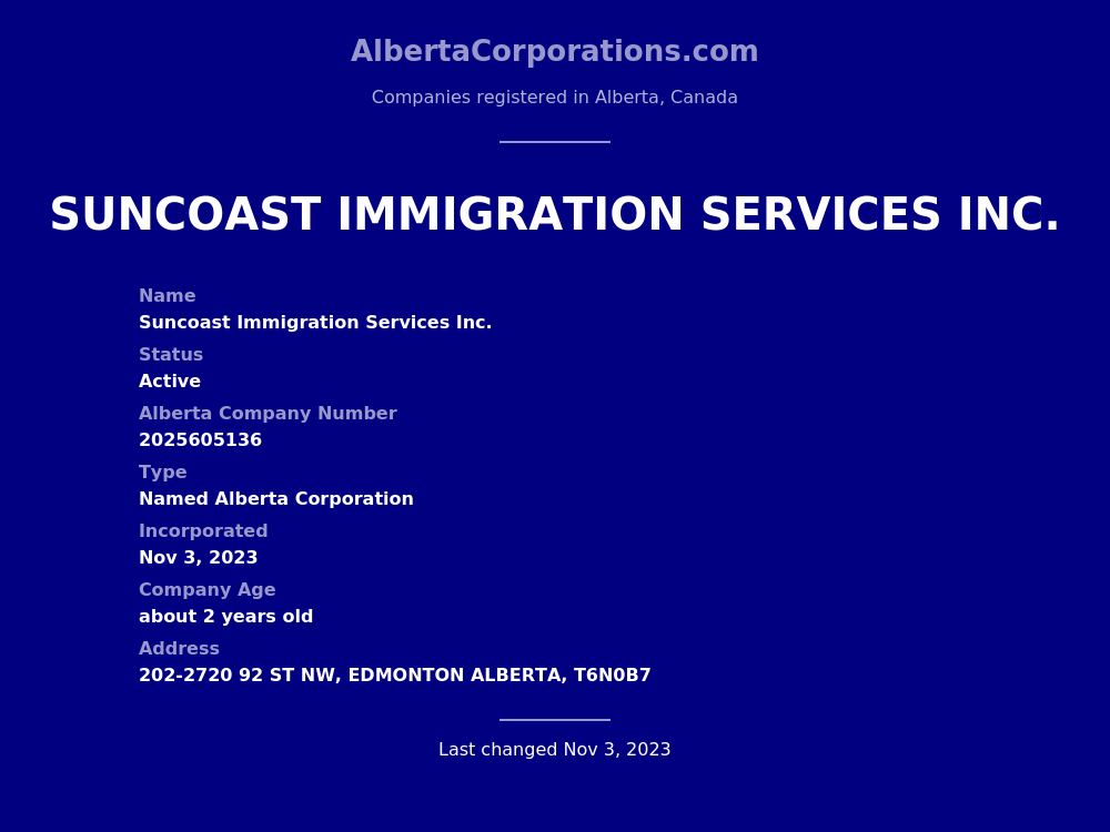 Suncoast Immigration Services Inc. | Edmonton | Alberta
