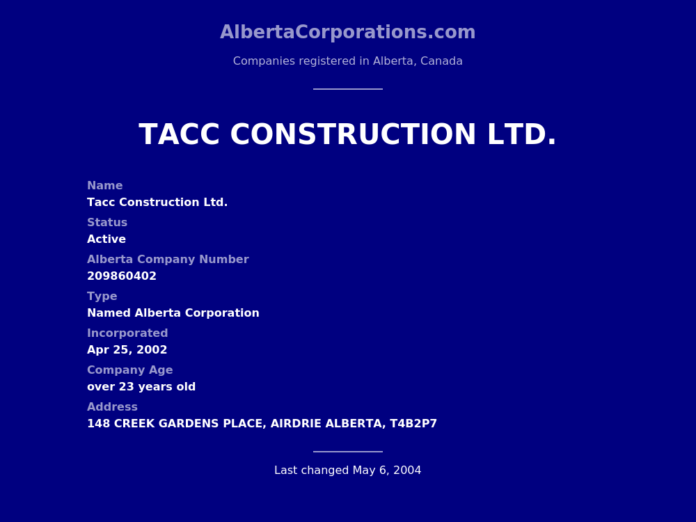 Tacc Construction Ltd. | Airdrie | Alberta