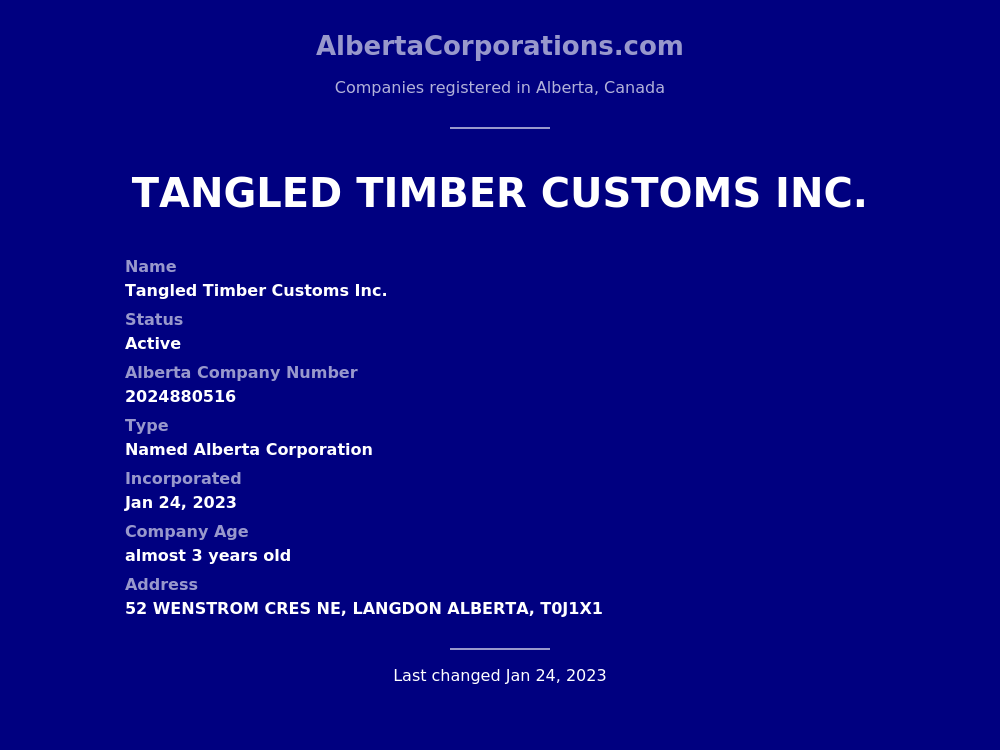 Tangled Timber Customs Inc. | Langdon | Alberta