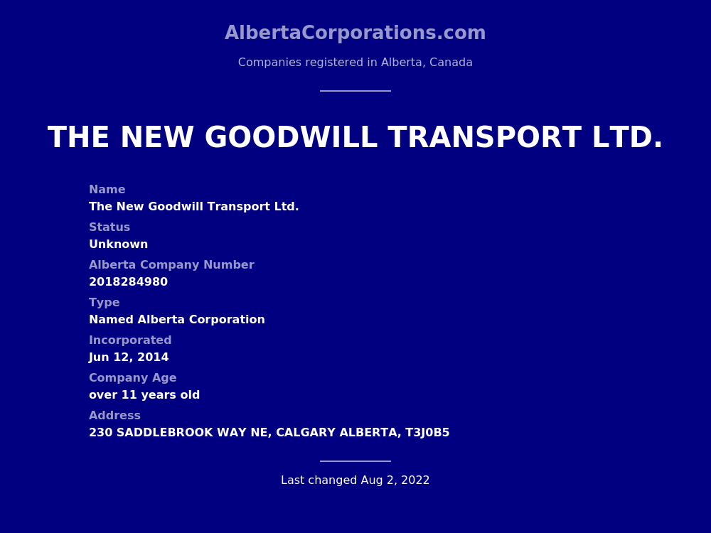 The New Goodwill Transport Ltd. | Calgary | Alberta