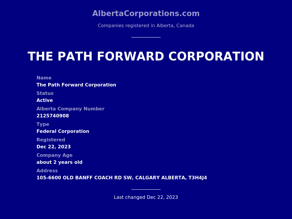 The Path Forward Corporation | Calgary | Alberta