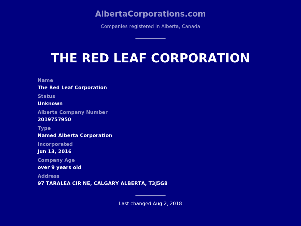 The Red Leaf Corporation | Calgary | Alberta