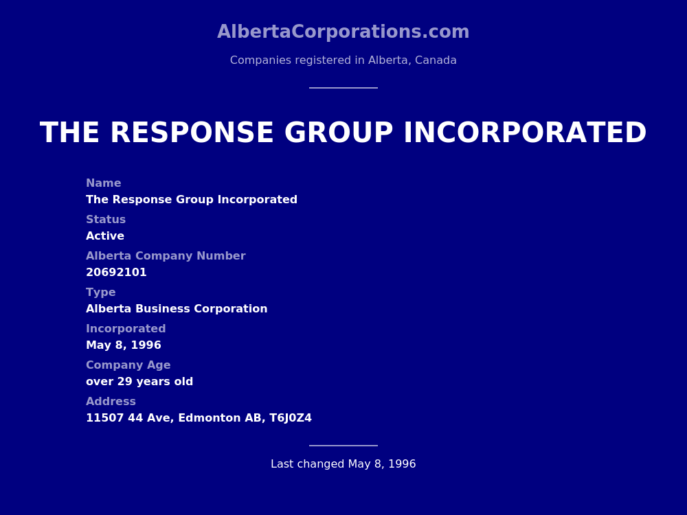 The Response Group Incorporated | Edmonton | Alberta