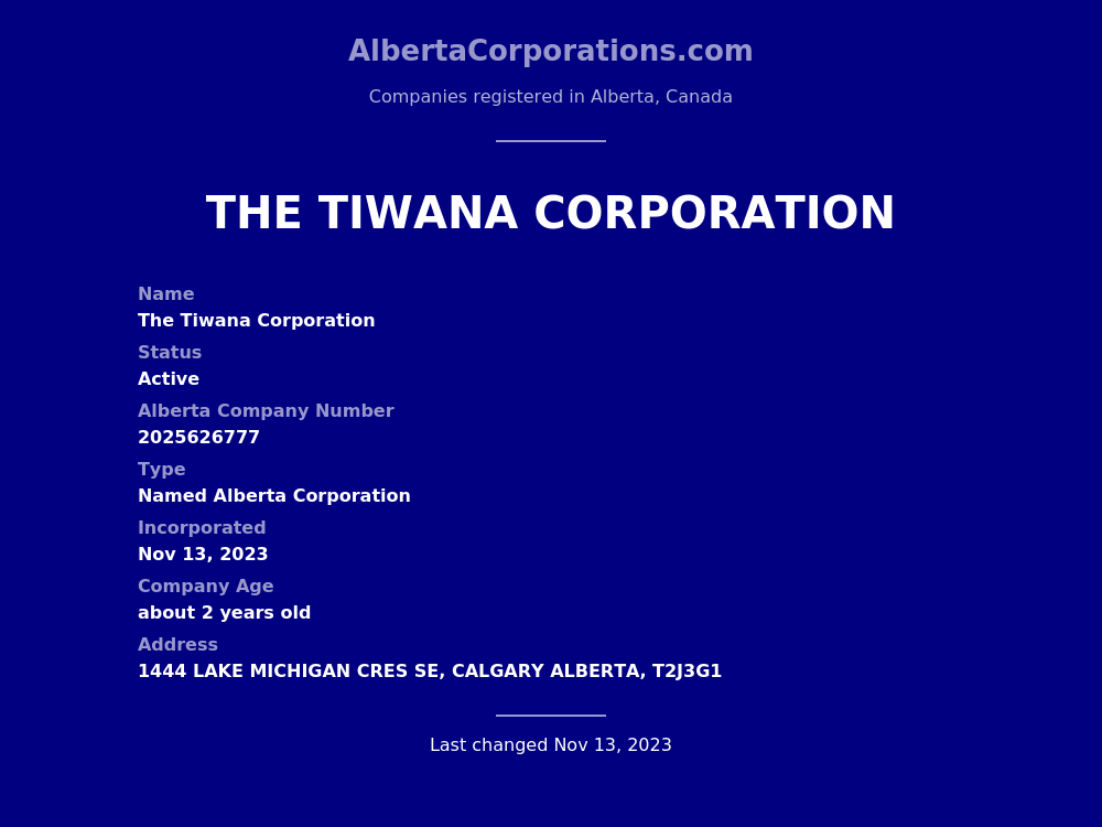 The Tiwana Corporation | Calgary | Alberta