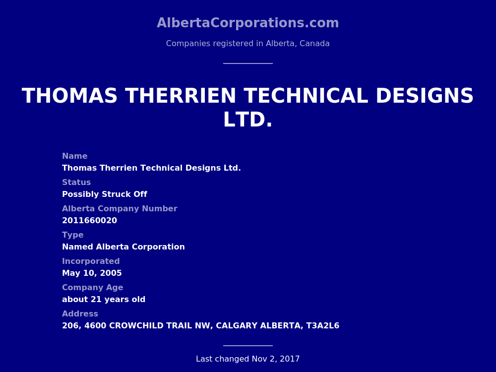 Thomas Therrien Technical Designs Ltd. | Calgary | Alberta
