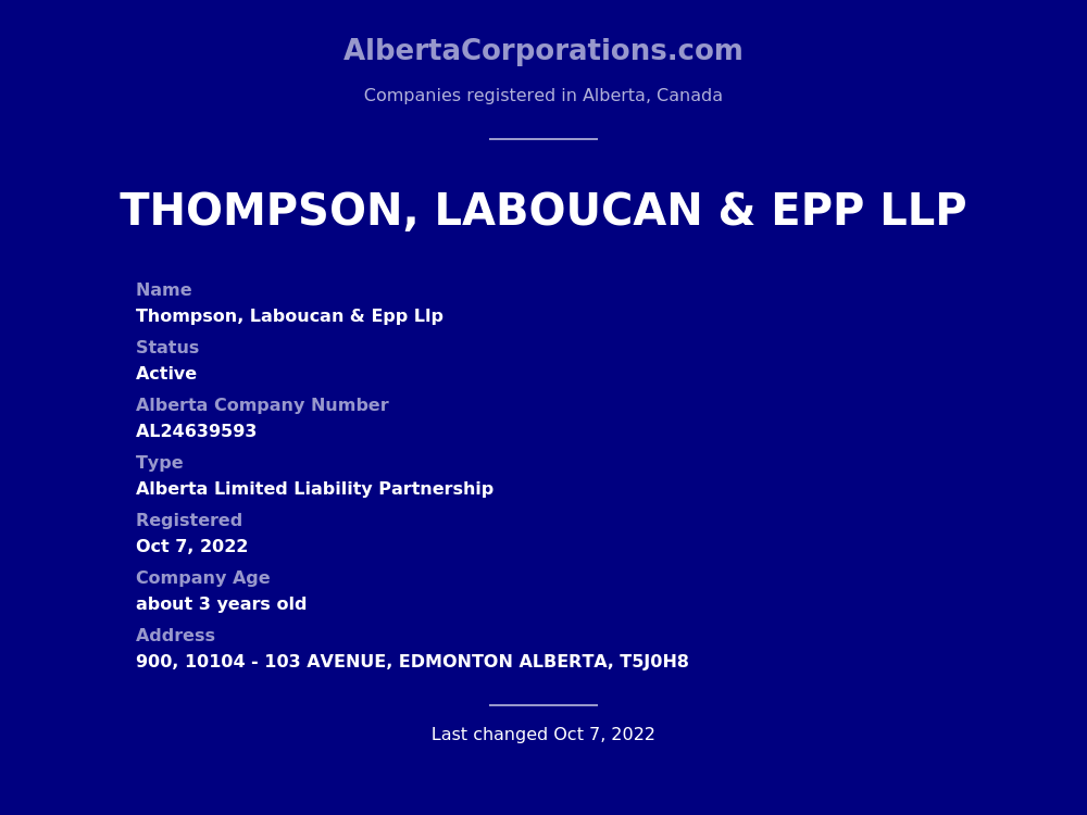 Thompson, Laboucan & Epp Llp | Edmonton | Alberta