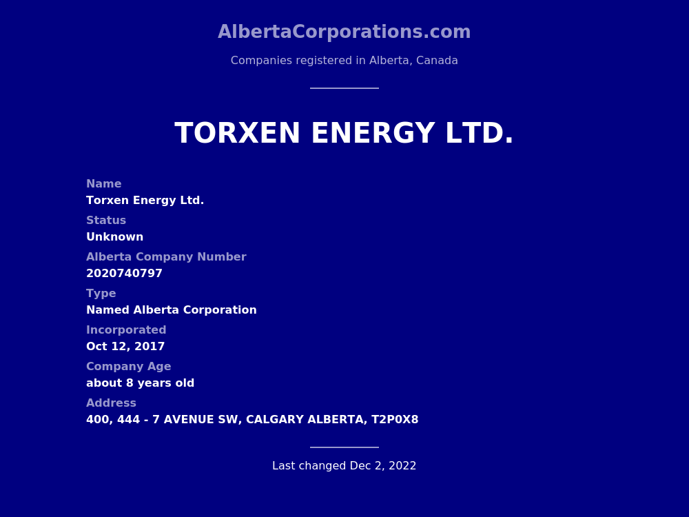 Torxen Energy Ltd. | Calgary | Alberta