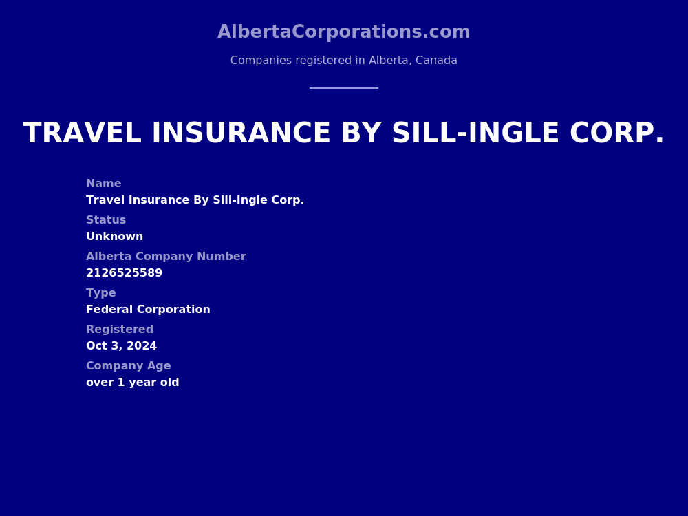 Travel Insurance By Sill-Ingle Corp. | Alberta