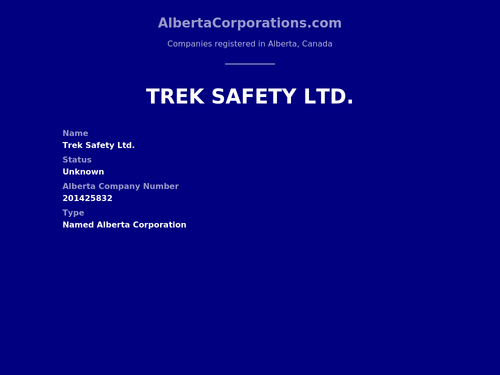 Trek Safety Ltd. - | Alberta Corporations