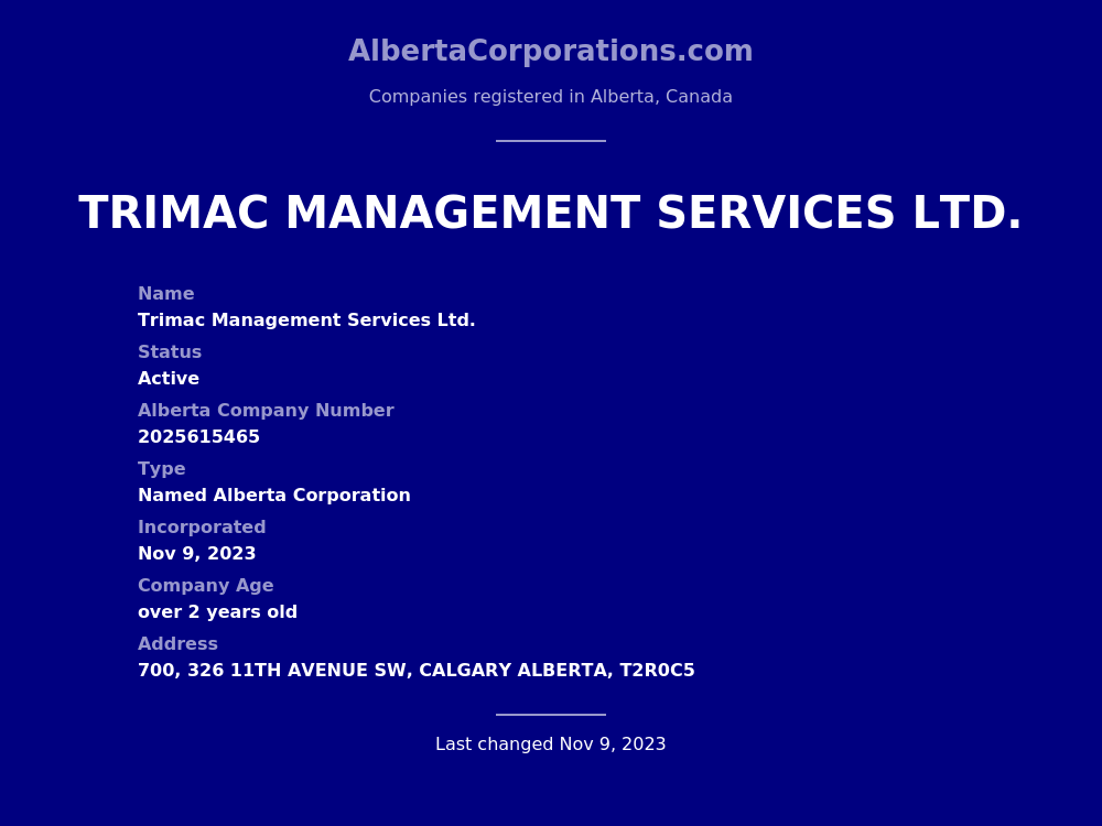 Trimac Management Services Ltd. | Calgary | Alberta