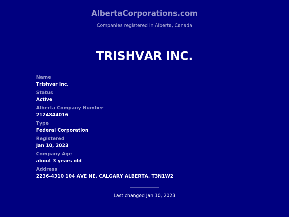 Trishvar Inc. | Calgary | Alberta