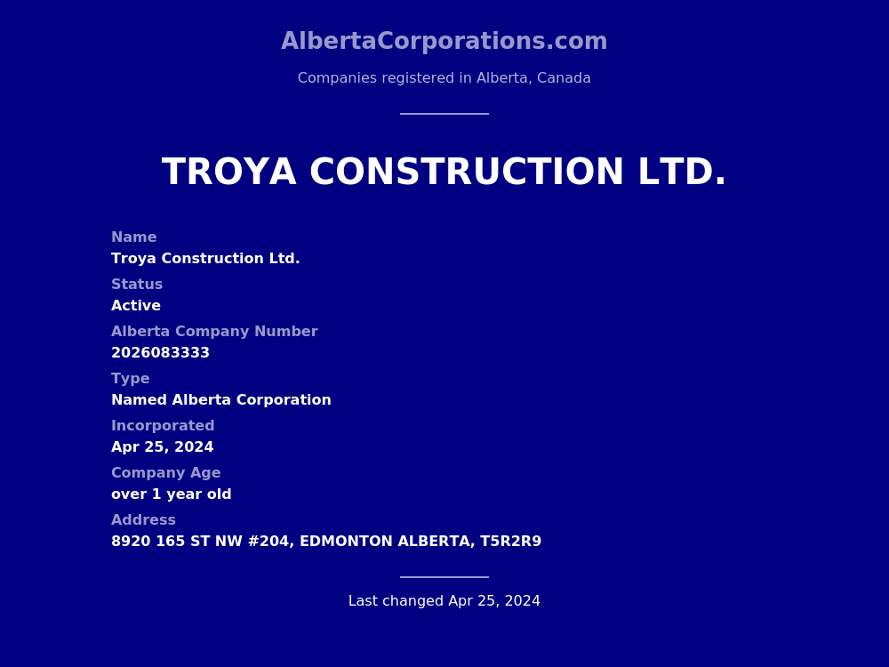 Troya Construction Ltd. | Edmonton | Alberta