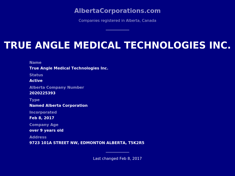 True Angle Medical Technologies Inc. | Edmonton | Alberta