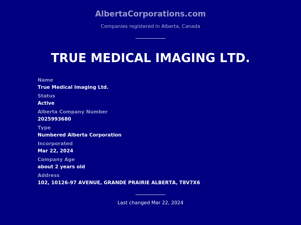 True Medical Imaging Ltd. | Grande Prairie | Alberta