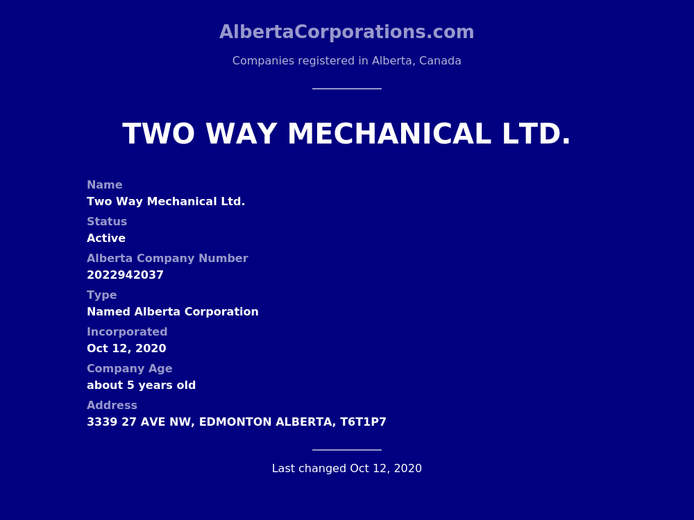 Two Way Mechanical Ltd. | Edmonton | Alberta