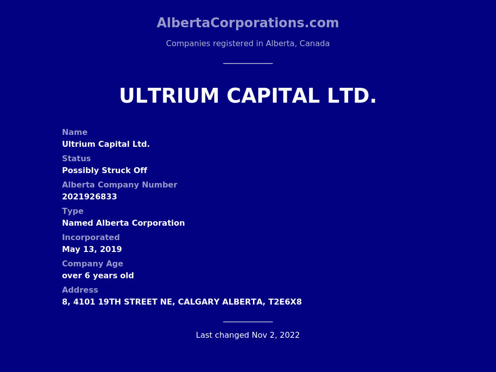 Ultrium Capital Ltd. | Calgary | Alberta