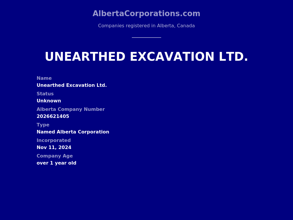 Unearthed Excavation Ltd. | Alberta