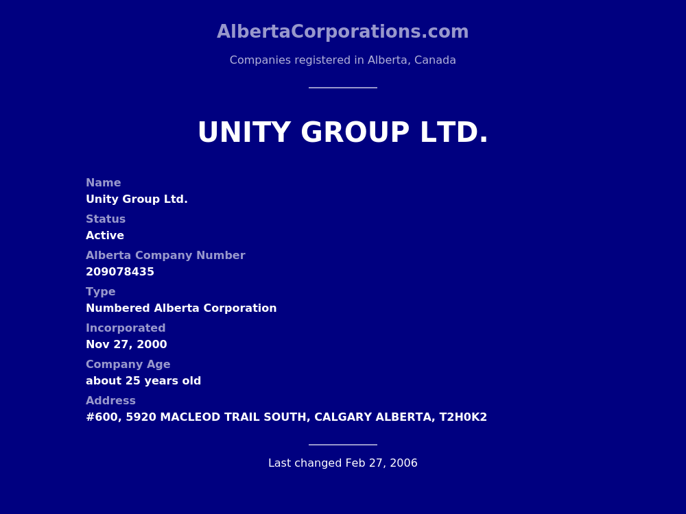 Unity Group Ltd. | Calgary | Alberta