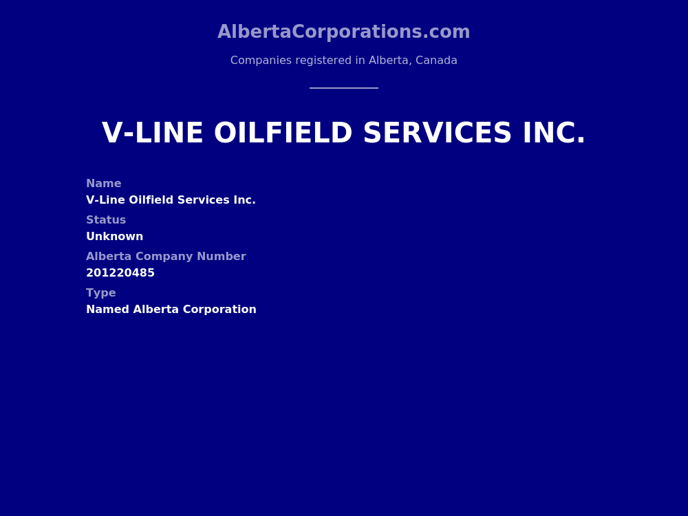 V-Line Oilfield Services Inc. - | Alberta Corporations