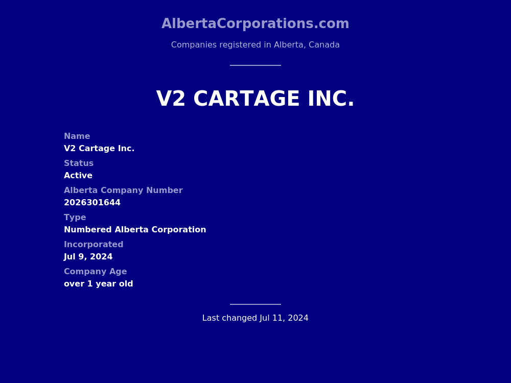 V2 Cartage Inc. | Alberta