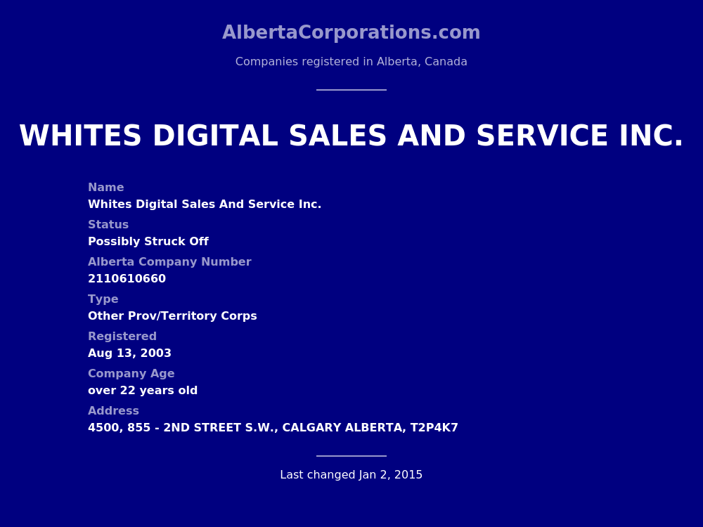 Whites Digital Sales And Service Inc. | Calgary | Alberta