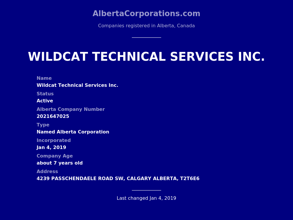 Wildcat Technical Services Inc. | Calgary | Alberta