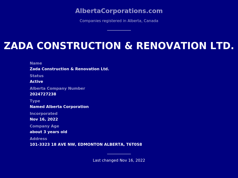 Zada Construction & Renovation Ltd. | Edmonton | Alberta